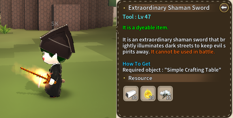 The extraordinary shaman sword is not for combat, it is a torch. You ...