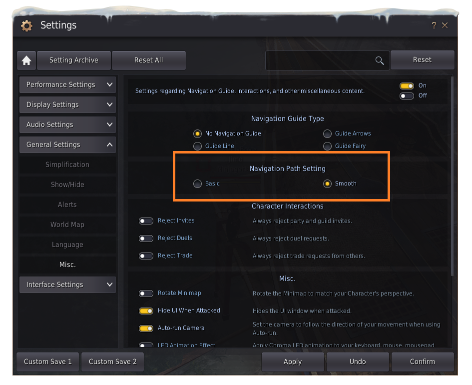 Choose ‘Smooth’ under Navigation Path Setting for a streamlined movement.