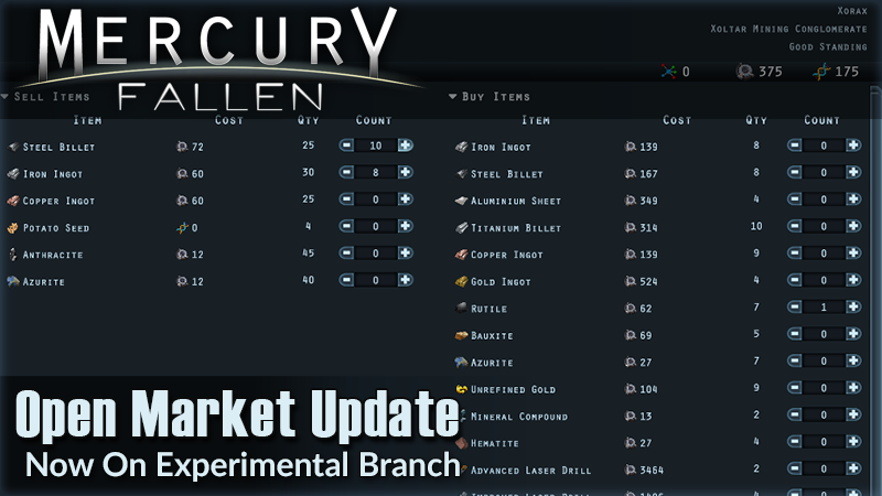 Mercury Fallen - Open Market Update Now On Experimental Branch - Steam News