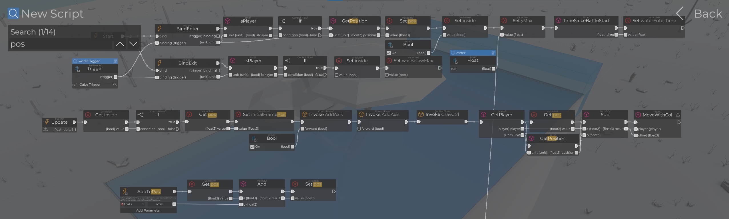 By using the UI button or Ctrl + F you can now search for node names and jump to them to help ...