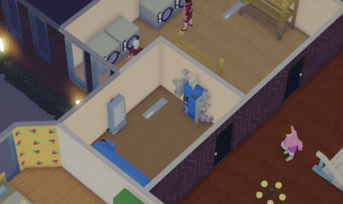 A very angry guest destroying items and causing mayhem