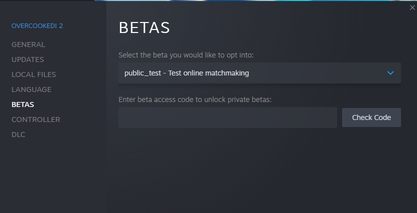 On this window, go to the 'BETAS' tab and choose 'public_test' from the ...
