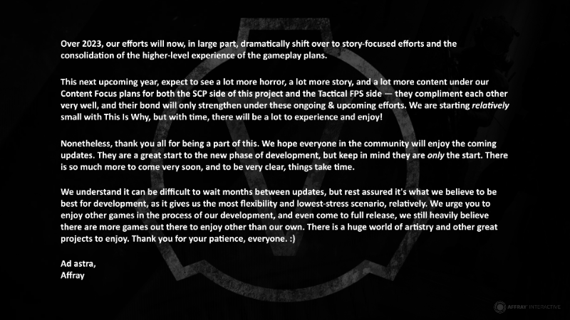 SCP: 5K - A TL;DR of what's going on, our current broad goals, and a ...