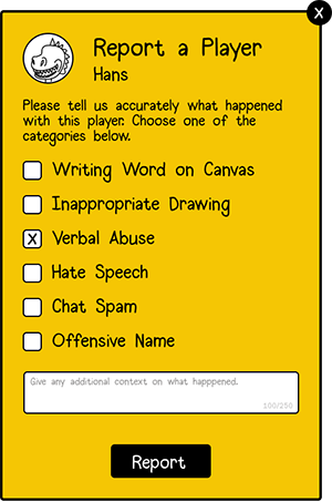 In the above screenshot you can see the reasons for reporting a player ...