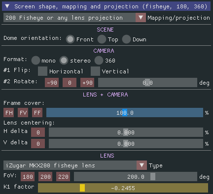 The new mapping/projection module will cover all possible lens types: