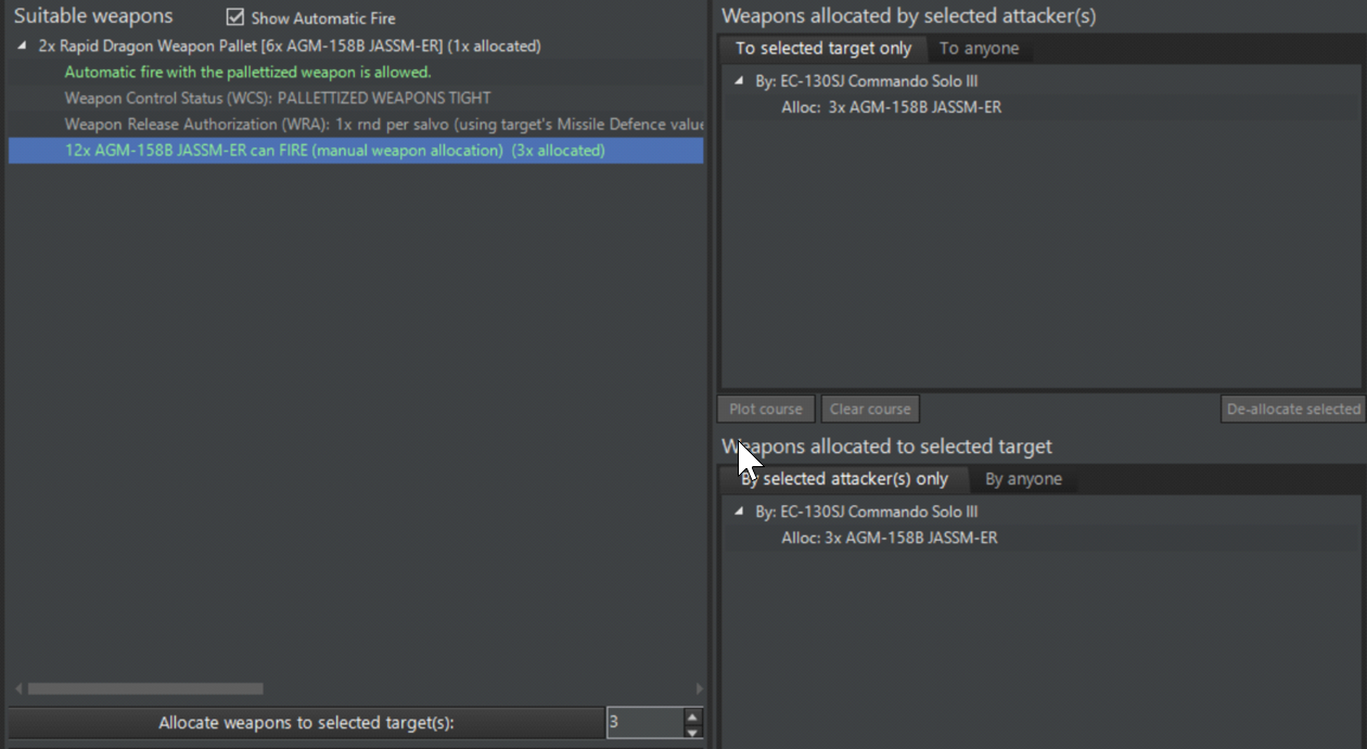 Pallet and Weapon Allocation