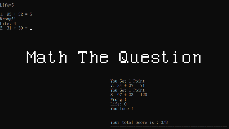 Steam :: Math The Question :: You can lose and Total score