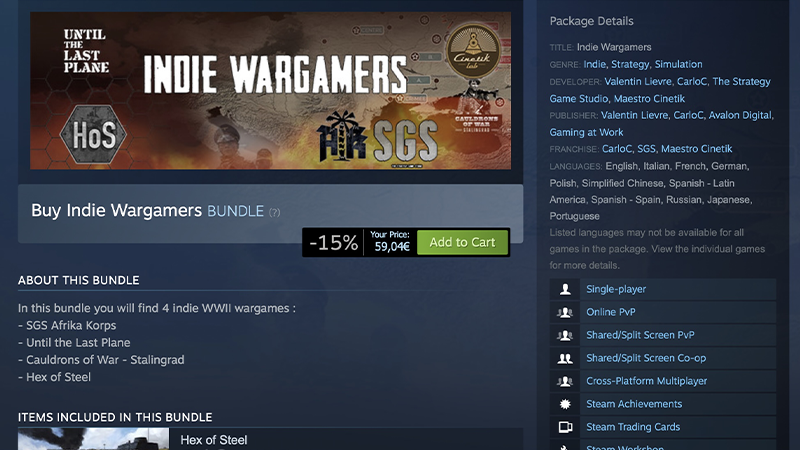 Hex of Steel - Indie wargamers bundle ! -15% on 4 wargames - Steam News