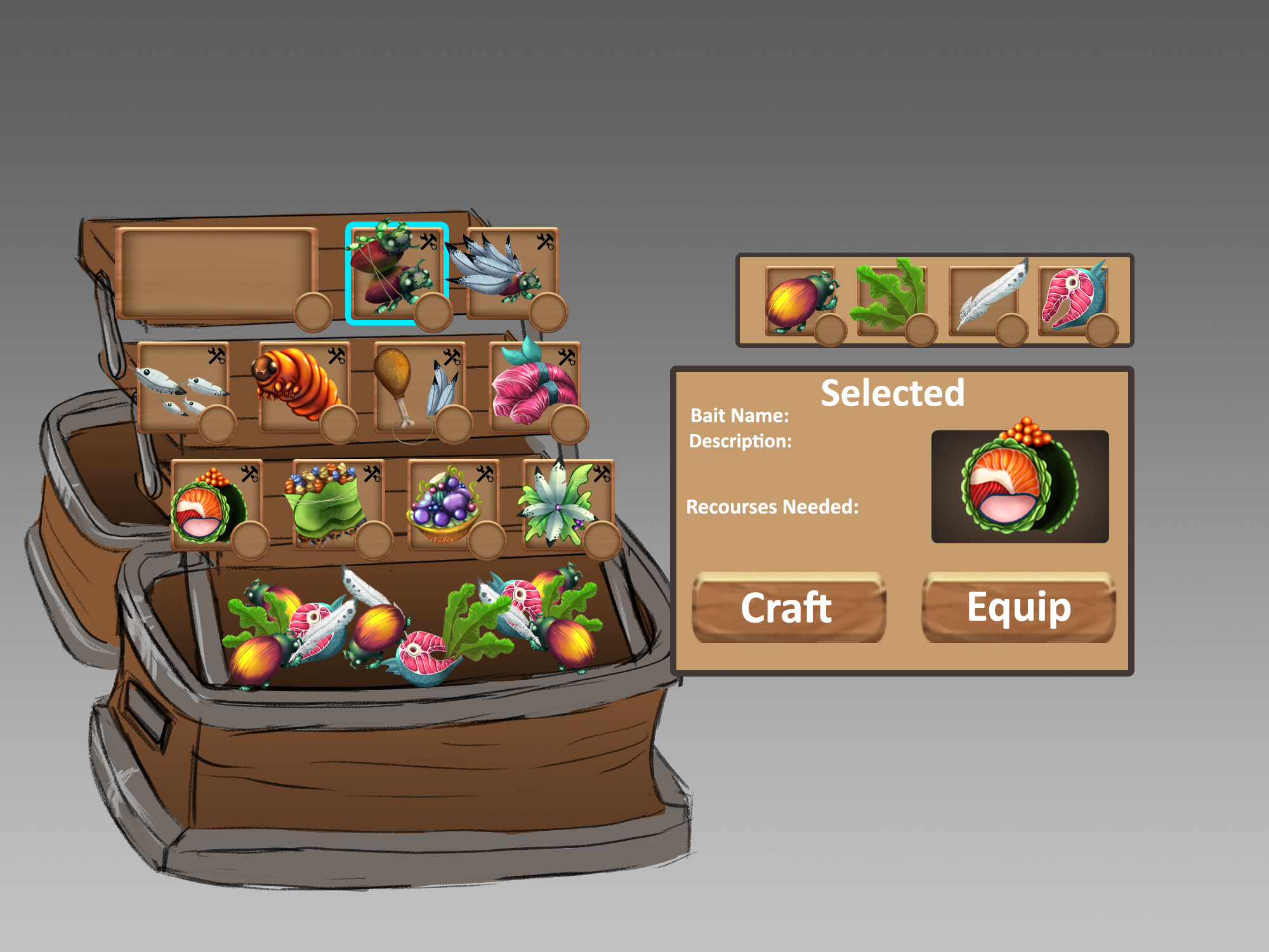 This is the current concept for our crafting screen.