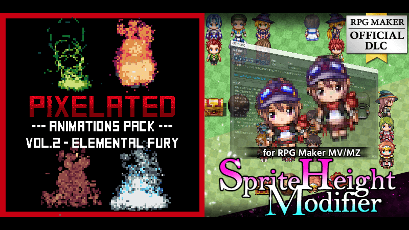 RPG Maker MZ - New DLC: Pixelated Animations Pack Vol.2, Sprite Height ...