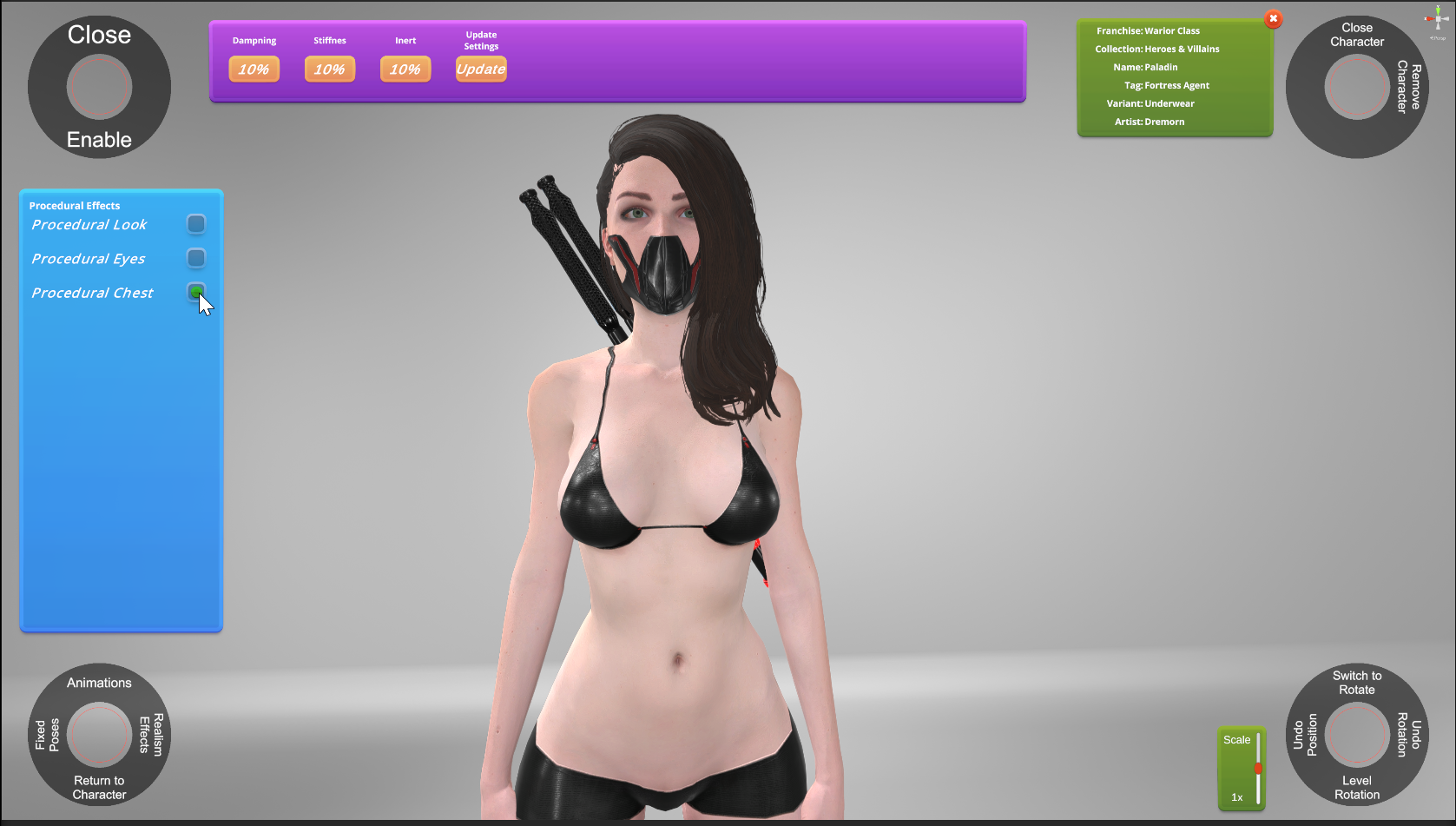 5. Select the "Procedural Chest" effect and click the enable button.