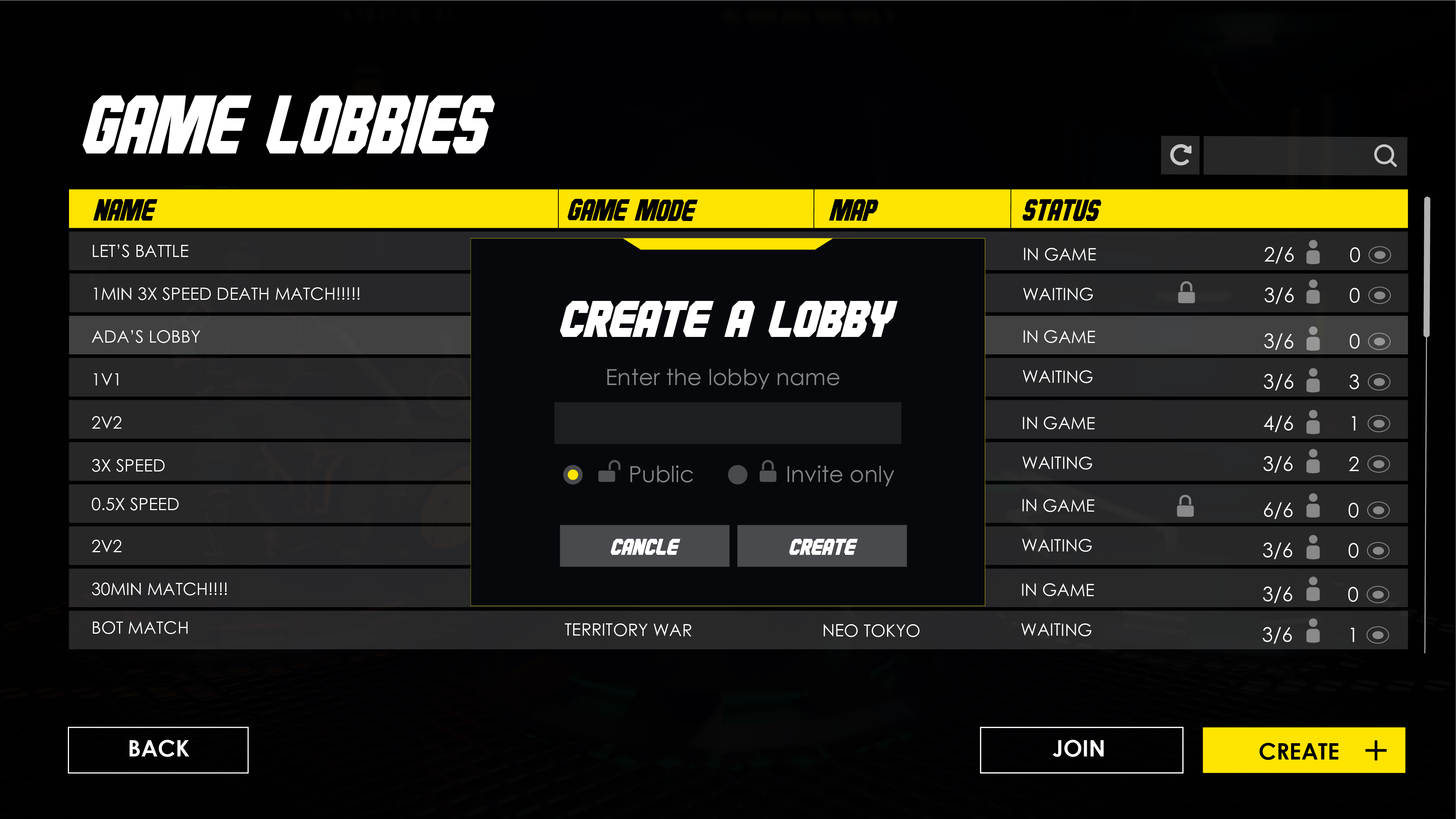 Inside the lobby, you can swap teams, invite friends, add bots and ...