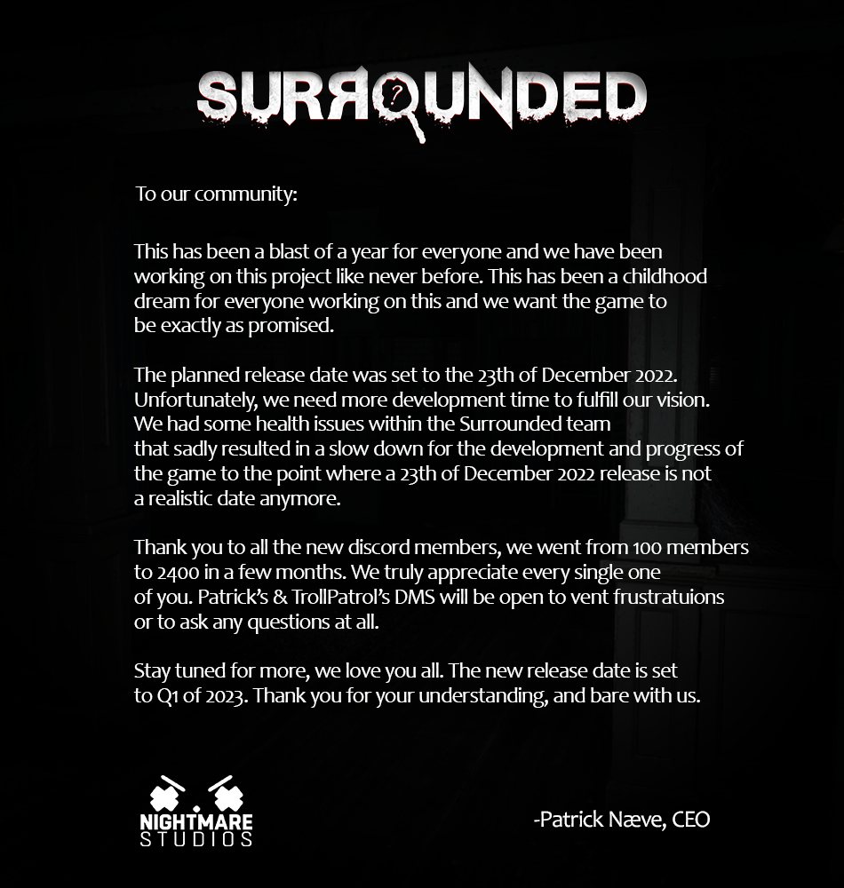 If you have any more questions about the release, the game or something ...