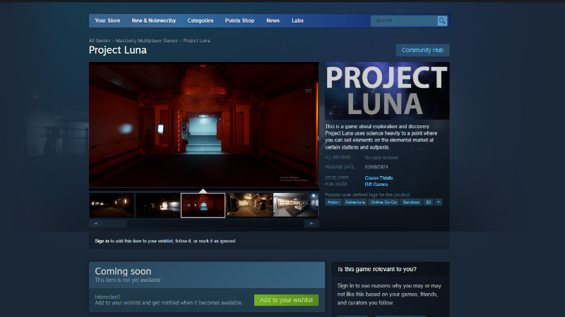 Project Luna - Store Page is Live - Steam News