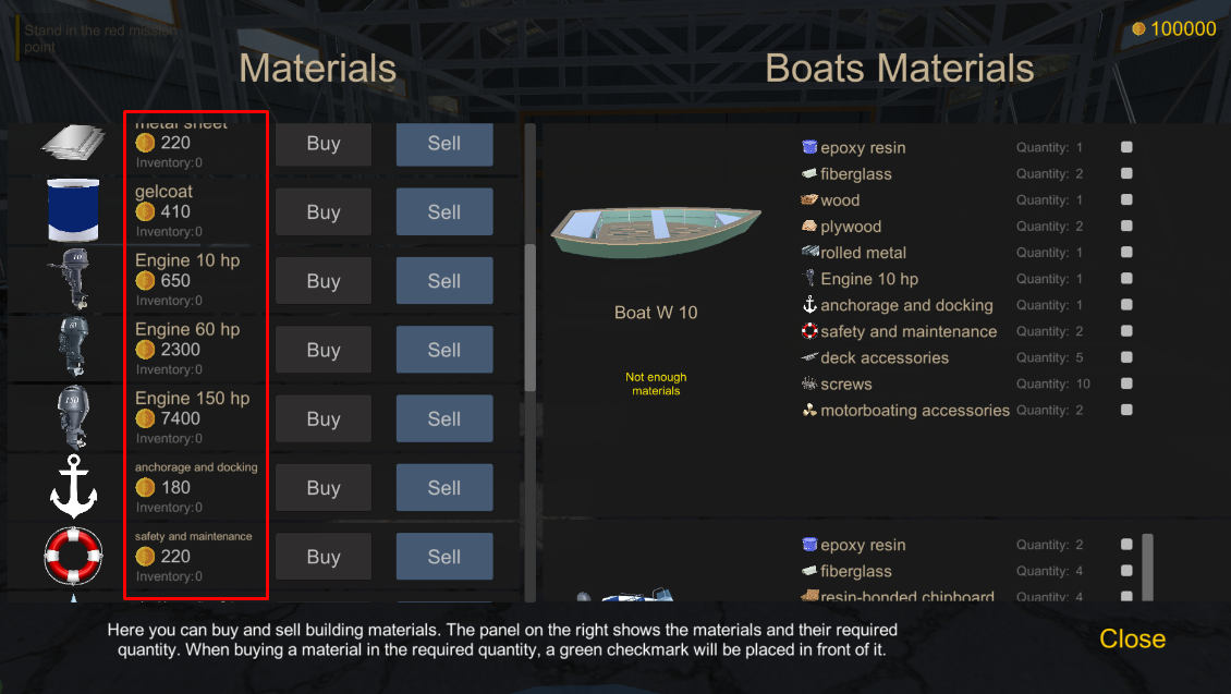 In "Boat Sale" window display boats prices