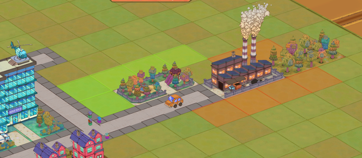 Certain buildings will have 1 Tile aura that affects population ...