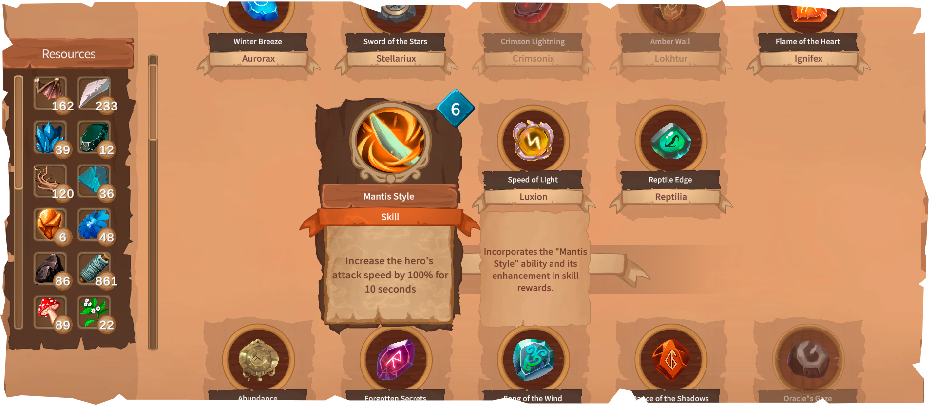 We have added 42 distinct runes available to enhance the heroes.