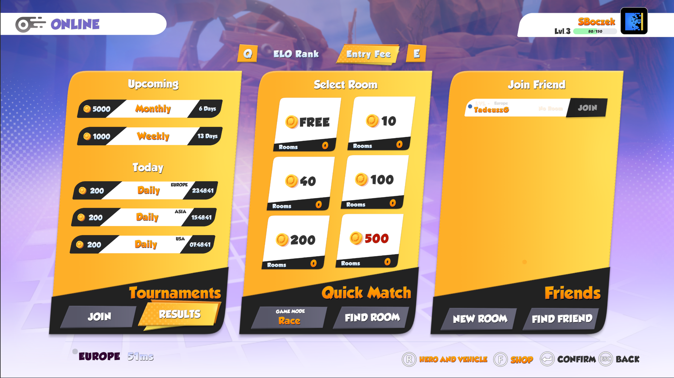 Entry Fee-Based Rooms