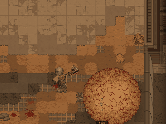 And when it hits a wall, it has a pattern of scattering debris to ...