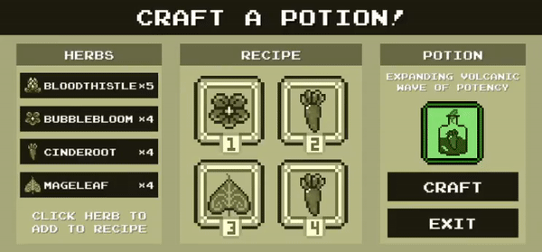 Combine 4 different ingredients to create 1 of 256 different Potion ...