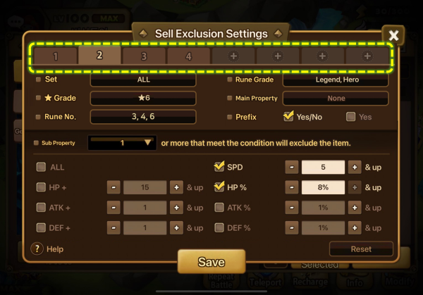 Improvements have been made to identify tabs with the current settings ...