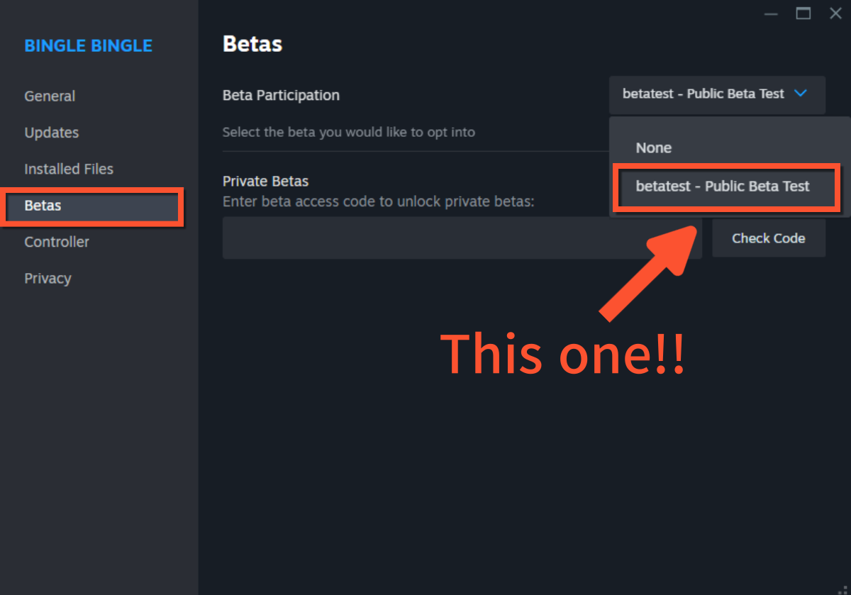 To participate, open Bingle Bingle's properties and go to the "betas ...