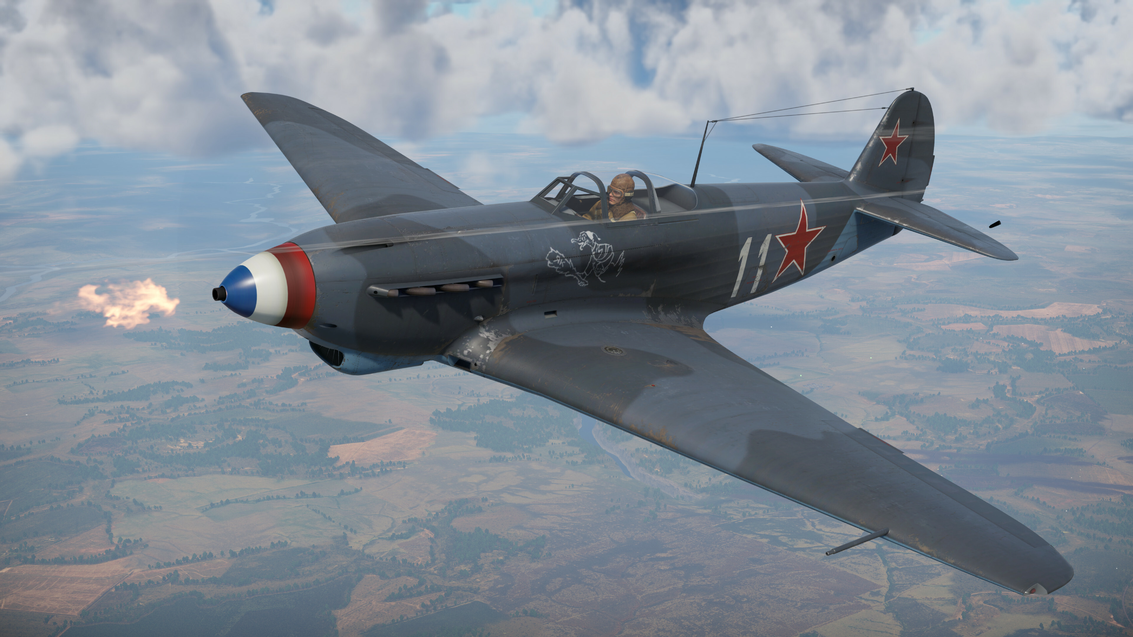 Yak-9 in "White 11" camouflage. One of many “Normandie — Niemen” camouflages available in game ...