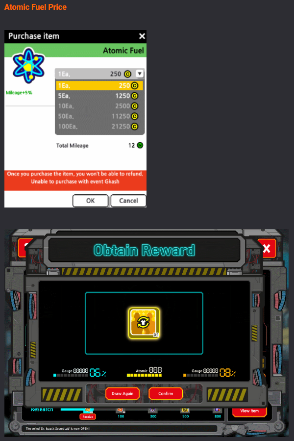 - Increasing the gauge of all energy and Arc Atomic Reactors increases the